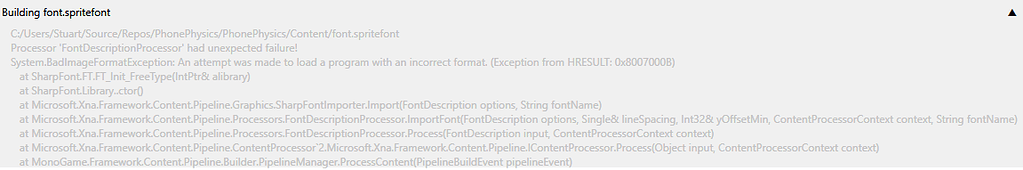 Pipeline tool won't build spritefont - Content - Community | MonoGame Pipeline tool won't build spritefont - Content - Community | MonoGame