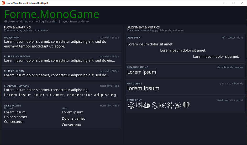 Forme GPU accelerated text rendering library for MonoGame built on the ...