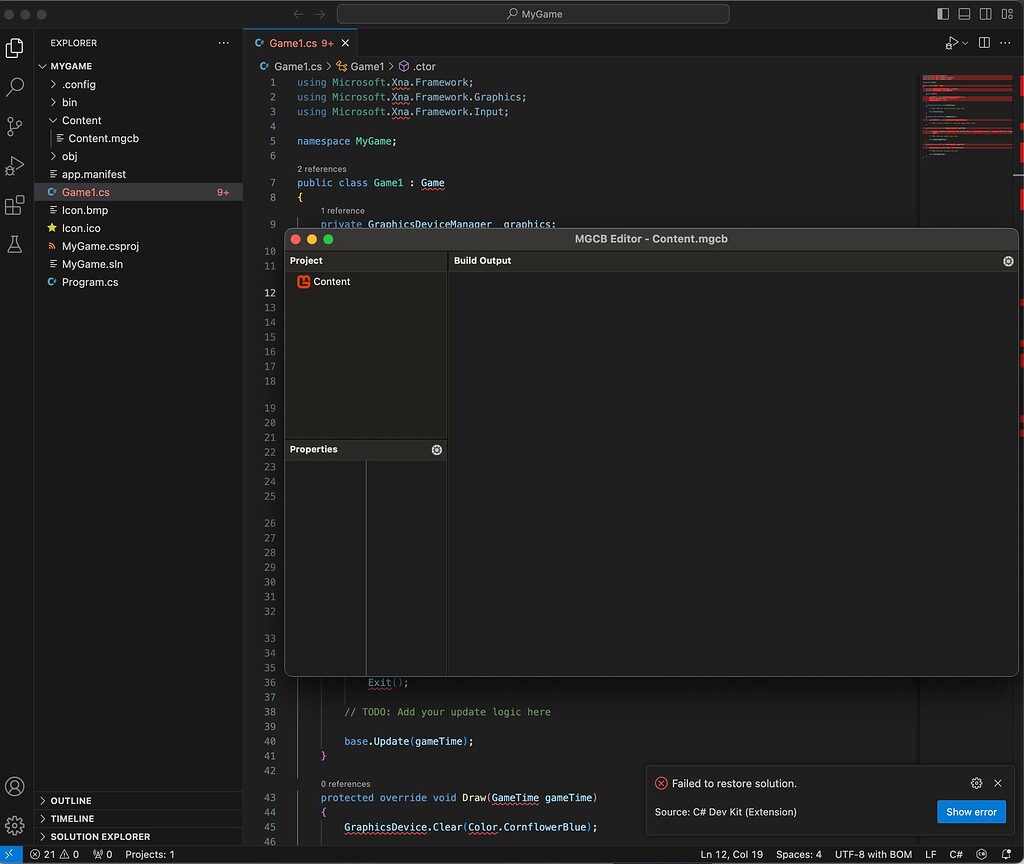 Running MGCB causes errors and the editor doesn't look like in the tutorial - visual-studio ...