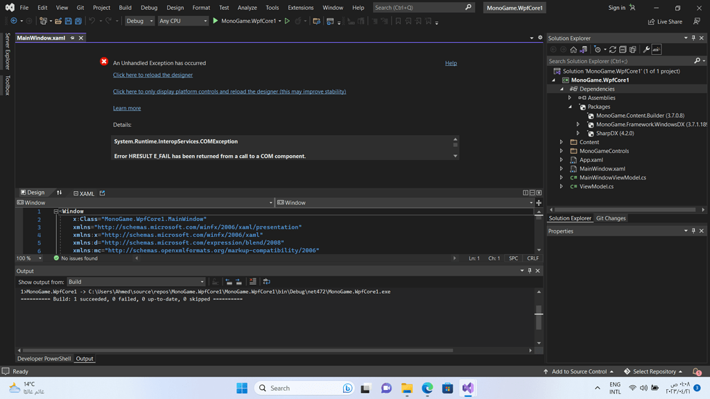 MonoGame.WpfCore Designer error - visual-studio - Community | MonoGame